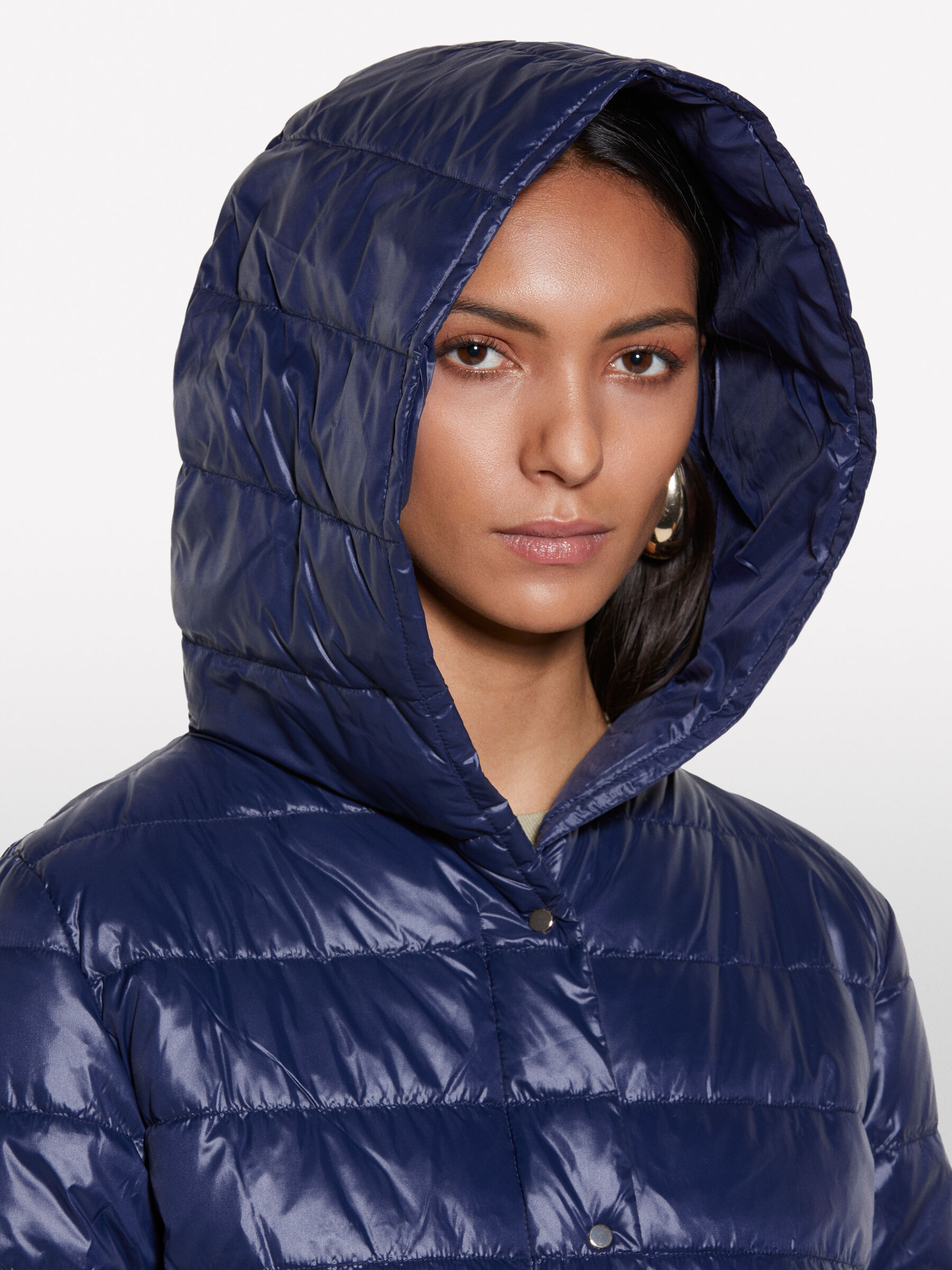 Blue padded jacket with sash, Dark Blue - Sisley