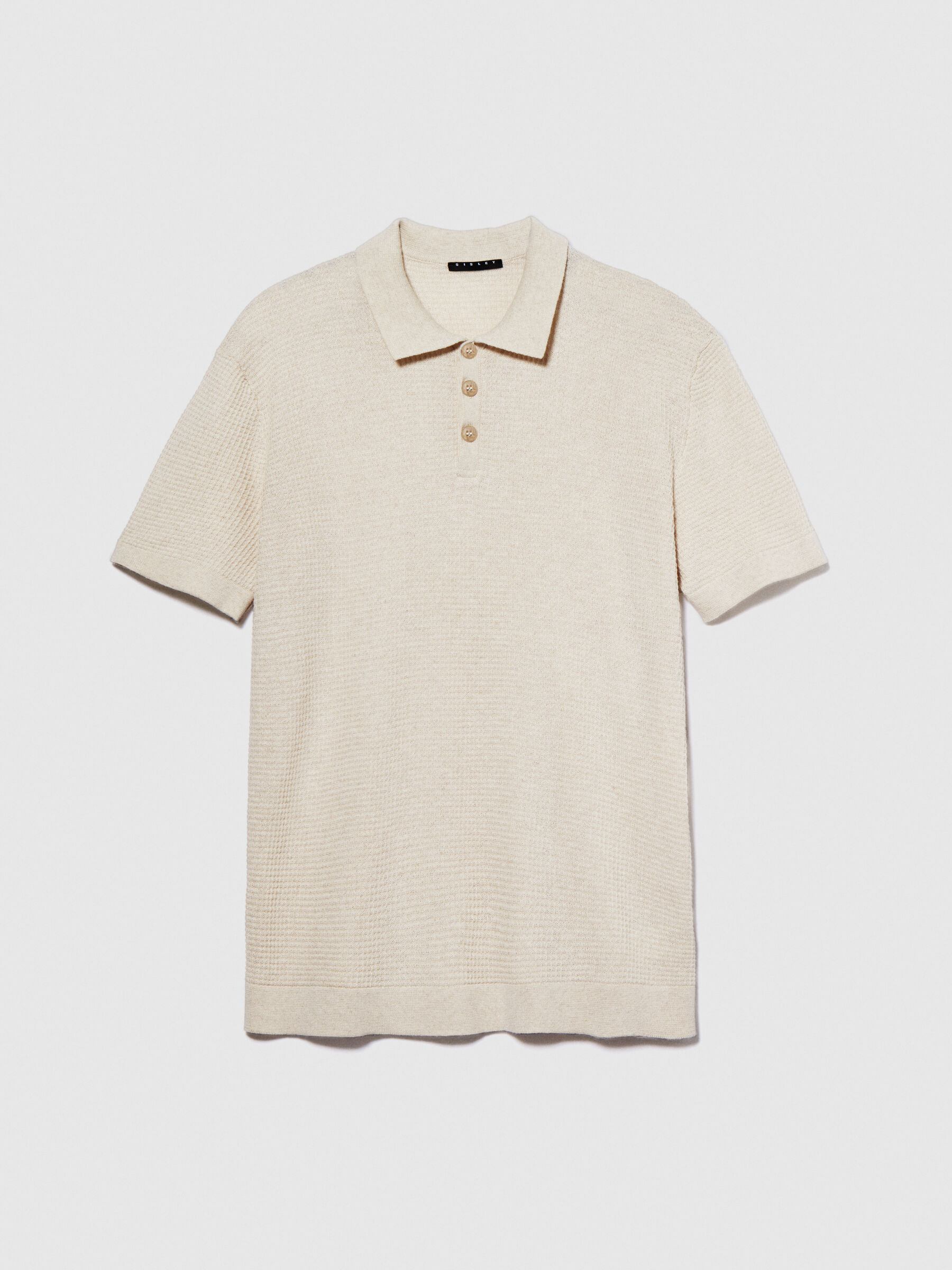 Knit polo, Beige - Sisley Knit polo, Beige - Sisley