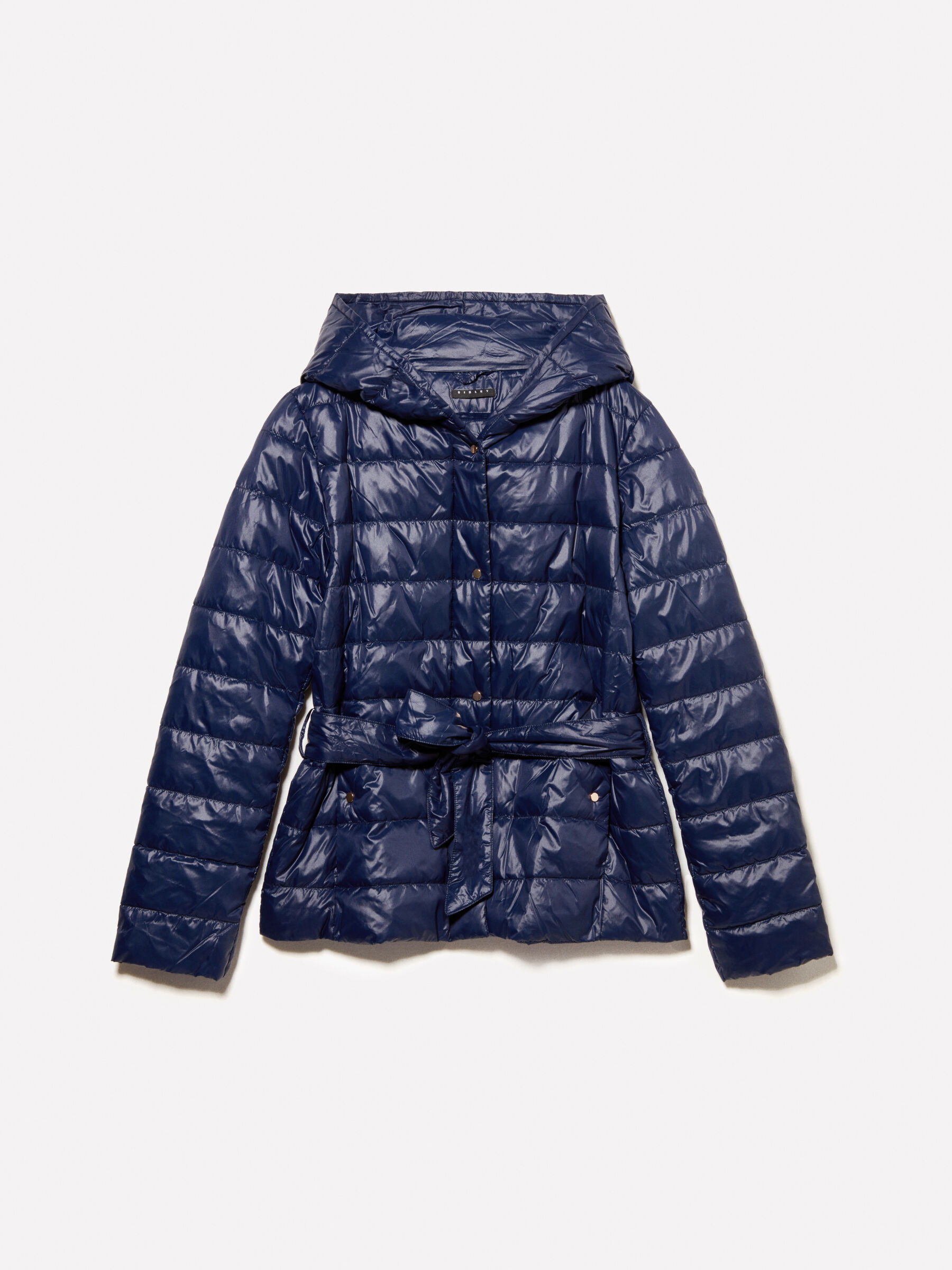 Blue padded jacket with sash, Dark Blue - Sisley