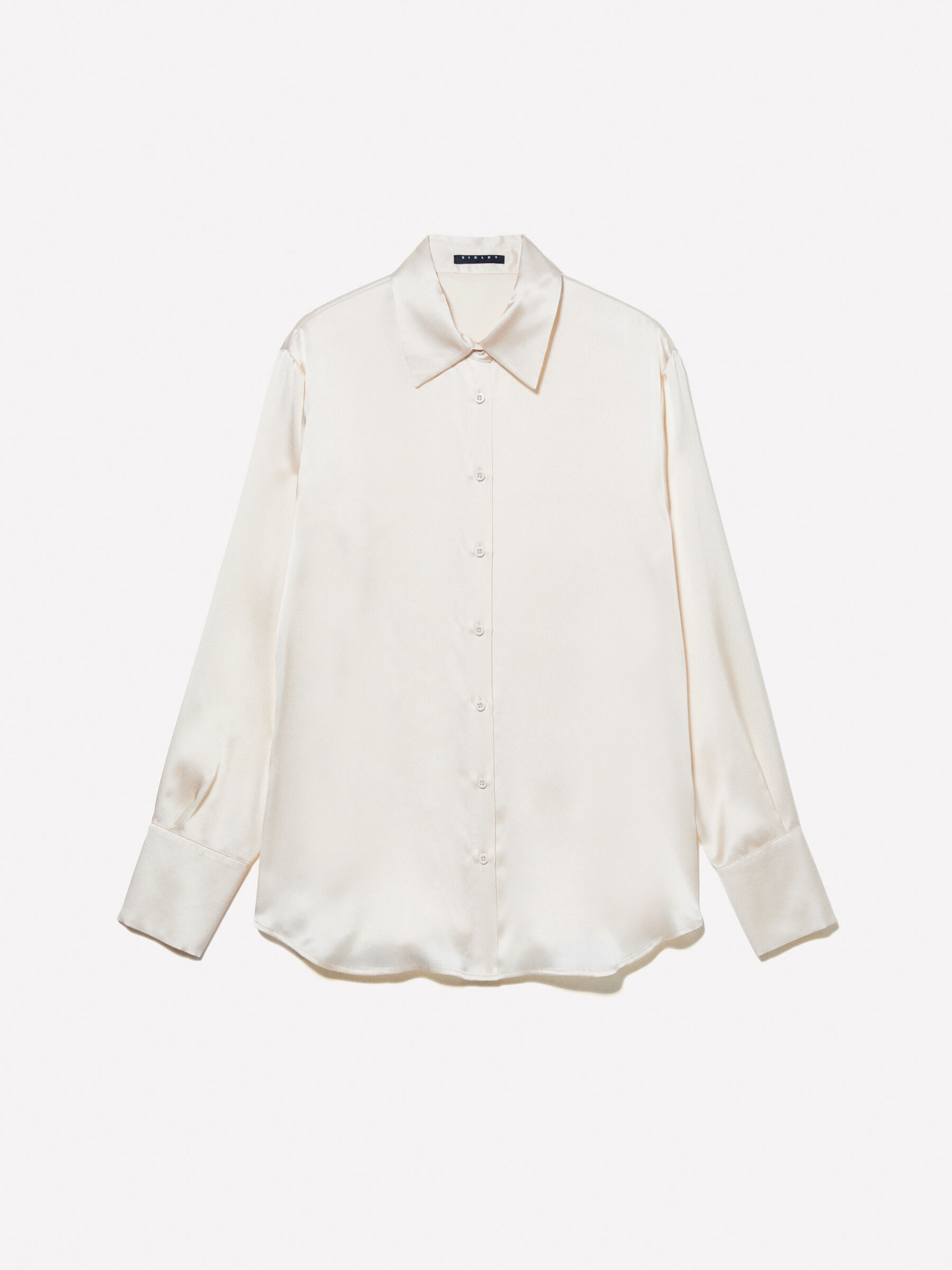 Cream white shirt in 100 silk Creamy White Sisley
